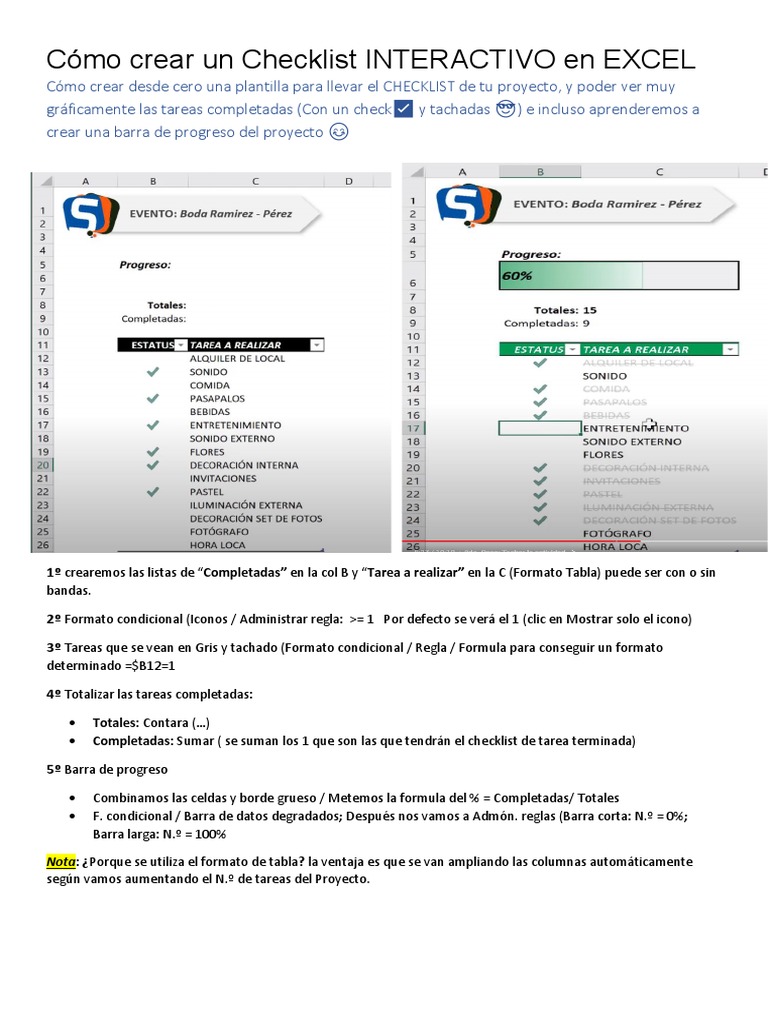 Cómo Crear Un Checklist INTERACTIVO en EXCEL | PDF