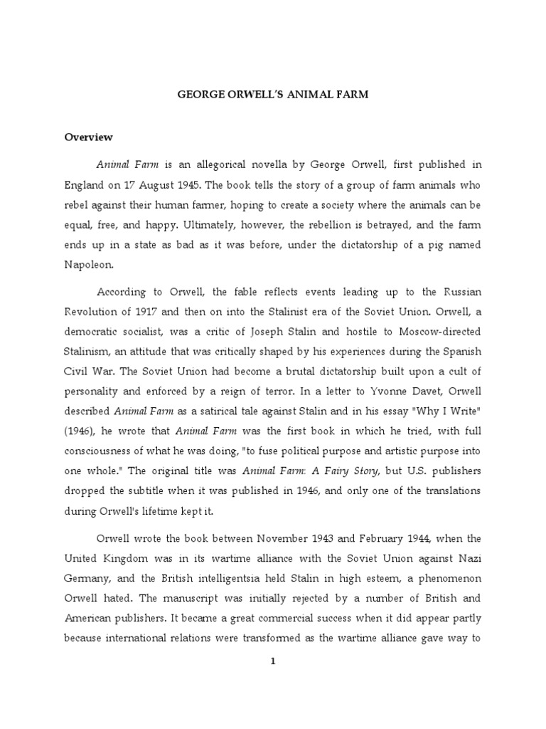 Animal Farm - Notes 1 | PDF