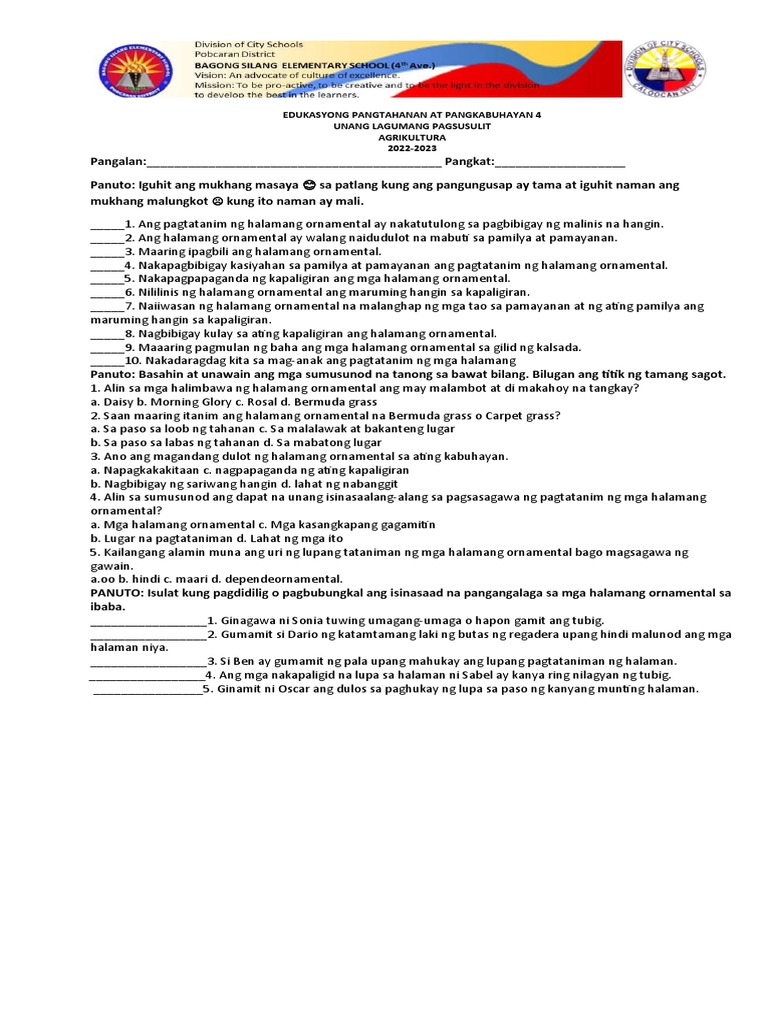 Epp4 Quarter 2 2022 2023 Summative Test Agrikultura | PDF Epp4 Quarter 2 2022 2023 Summative Test Agrikultura | PDF