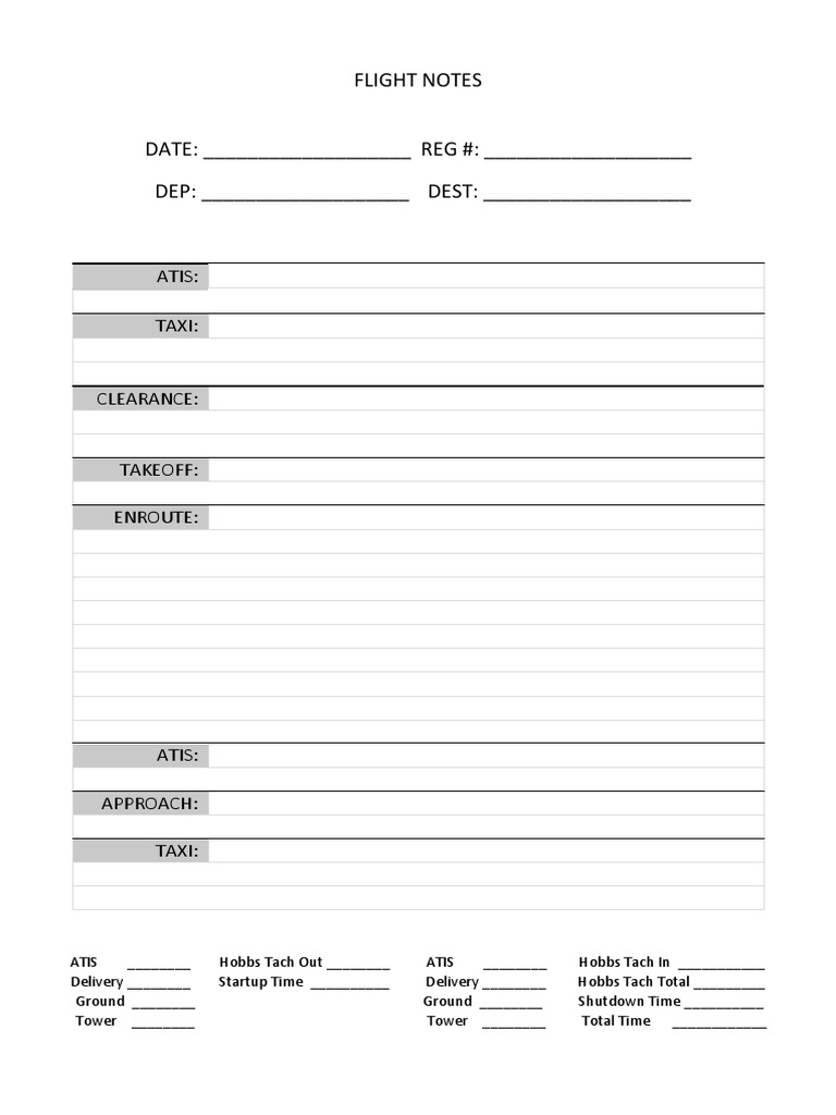 Flight Log Template for Pilots | PDF