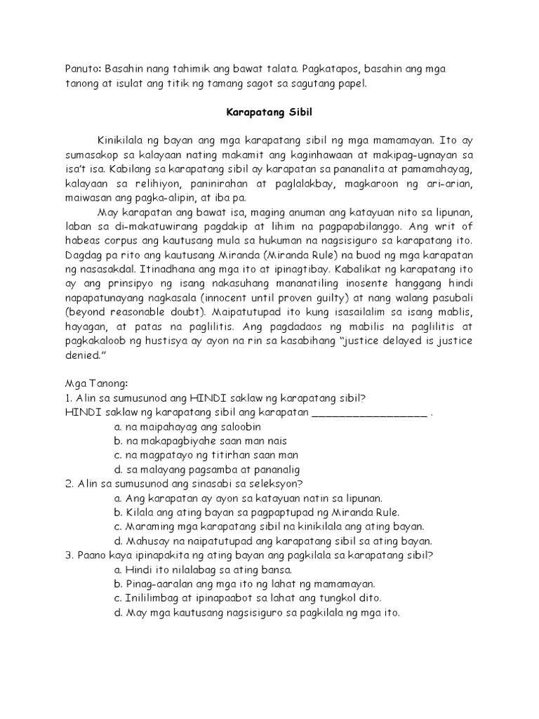 Karapatang Sibil | PDF