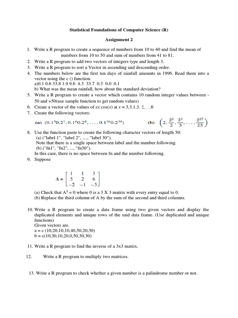 R Assignment | PDF | Matrix (Mathematics) | Euclidean Vector