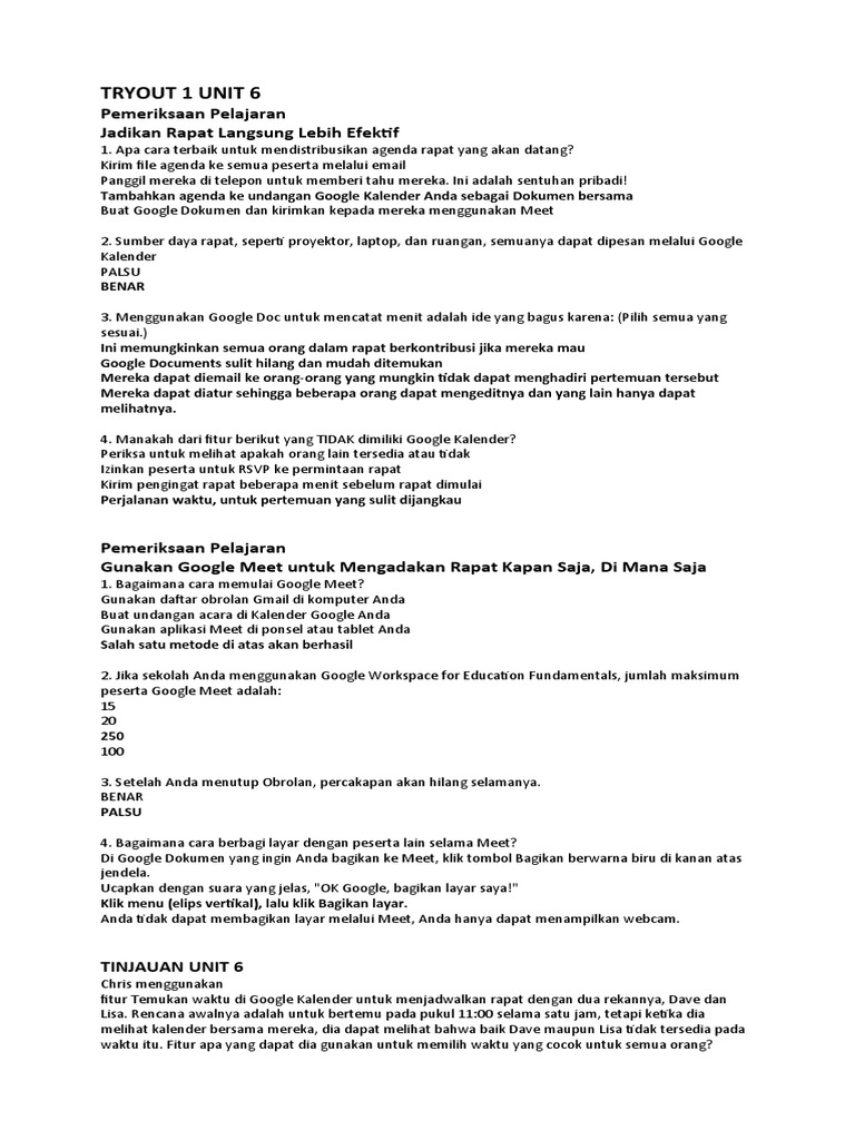 Tryout 1 Unit 6,7,8 Gwe | PDF