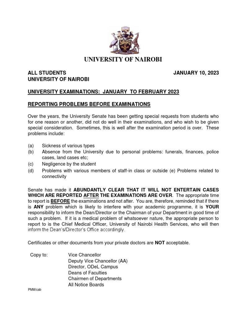 Report Exam Issues Early: UoN Guide | PDF