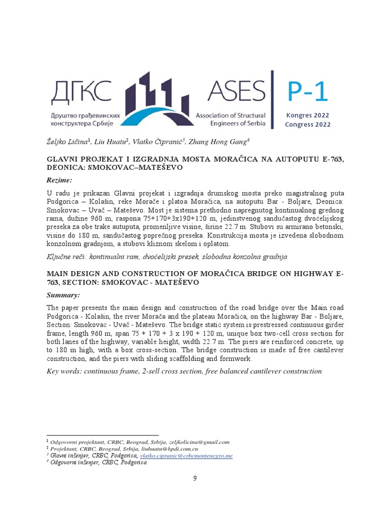 Moračica Bridge Design & Construction | PDF | Technology & Engineering
