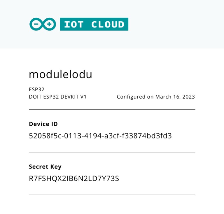 Arduino Device Secret Key | PDF | Games & Activities | Technology & Engineering