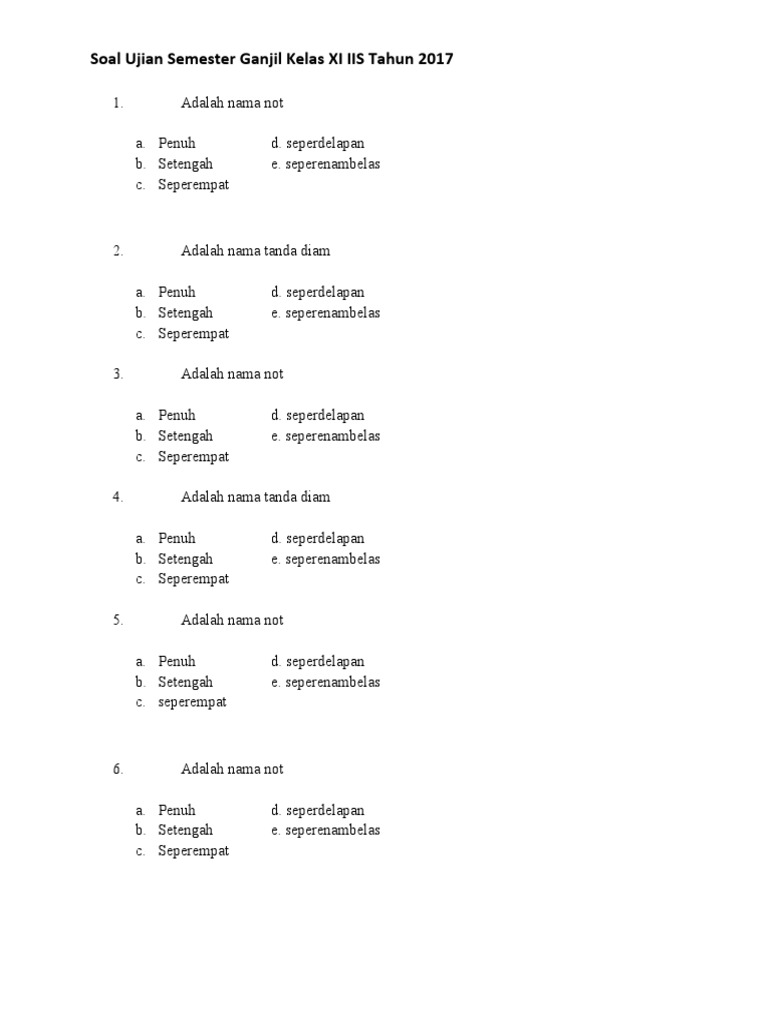 Soal Ulangan Umum Semester Ganjil | PDF