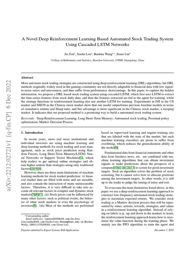 A Novel Deep Reinforcement Learning Based Automated Stock Trading ...