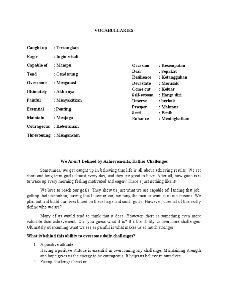 Overcoming Daily Challengges | PDF | Psychological Resilience | Self Esteem