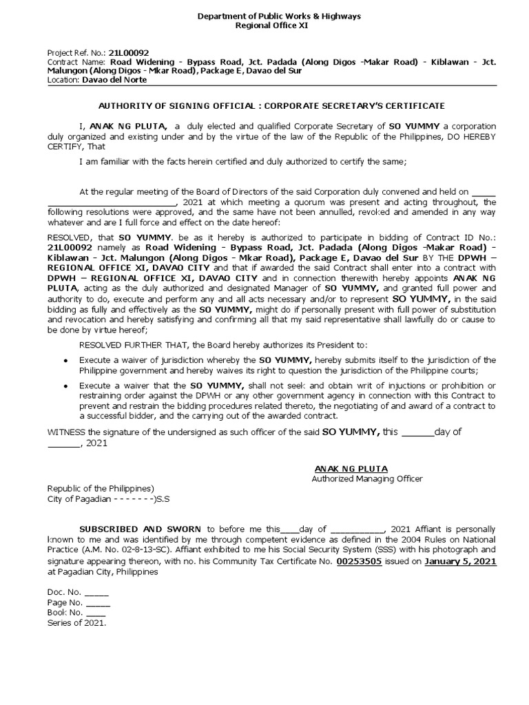 Authority of Signing Official - Coporation | PDF | Justice | Crime ...