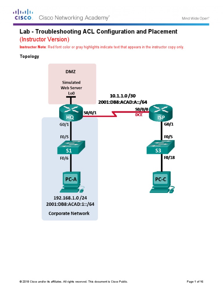 4.4.2.11 Lab - Troubleshooting ACL Configuration and Placement - ILM | Download Free PDF | Ip ...