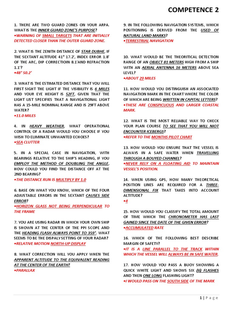 Competence 2 | PDF | Navigation | Horizon