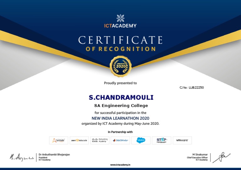 Ict Learnathon Certificate PDF | PDF
