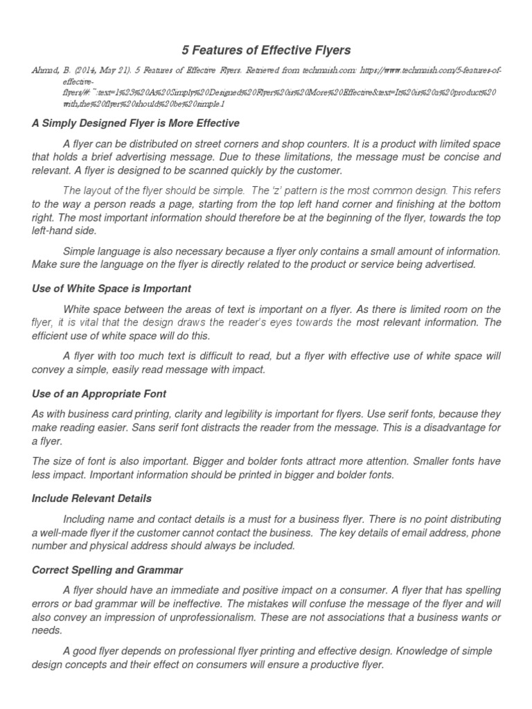 5 Features of Effective Flyers | PDF | Information | Typography