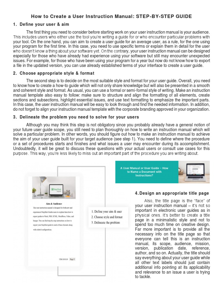 How To Create A User Instruction Manual | PDF | Page Layout | Software