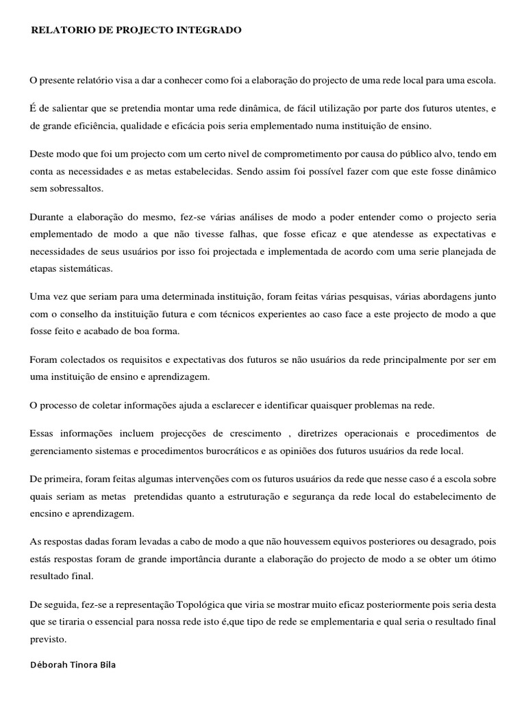 Relatorio cv4 PDF | PDF | Rede de computadores | Aprendizado