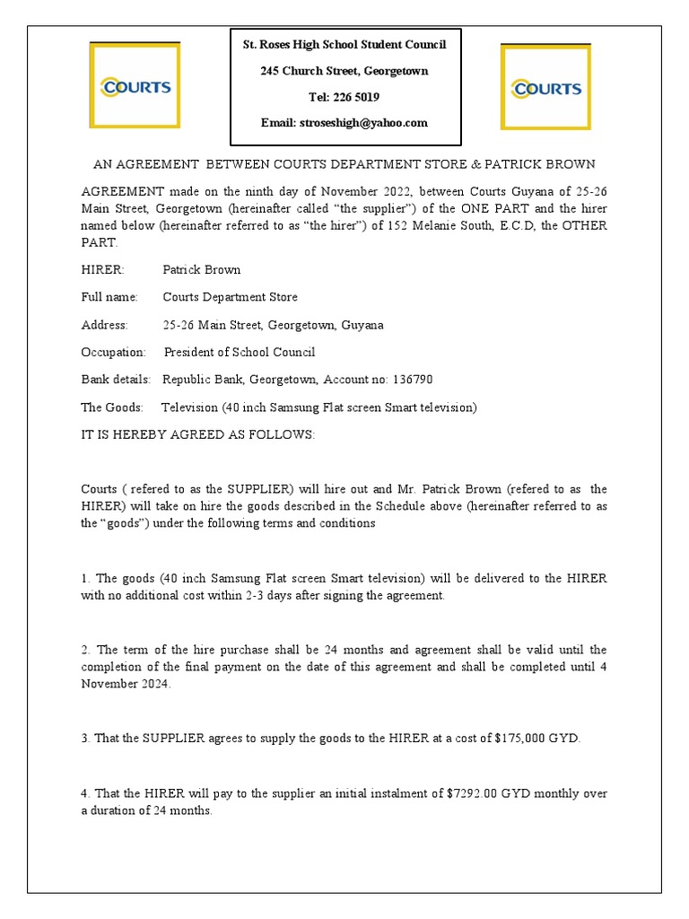 Legal Document-Hire Purchase Agreement | PDF | Business | Private Law