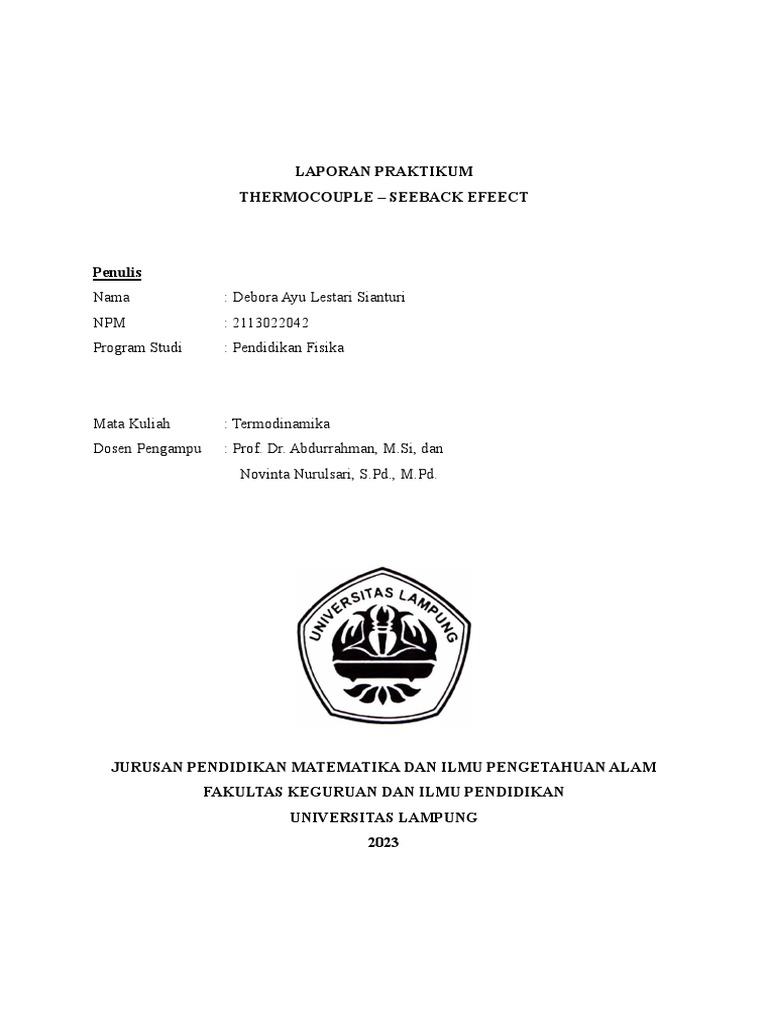 Laprak Thermocouple PDF | PDF