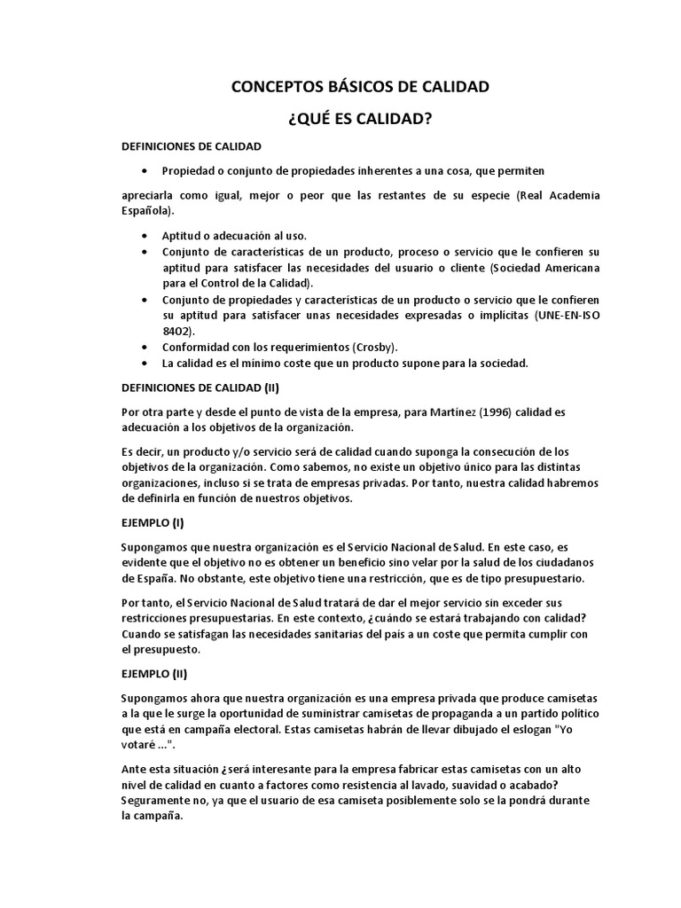 7 - Conceptos Basicos de Calidad | PDF | Calidad (comercial ...