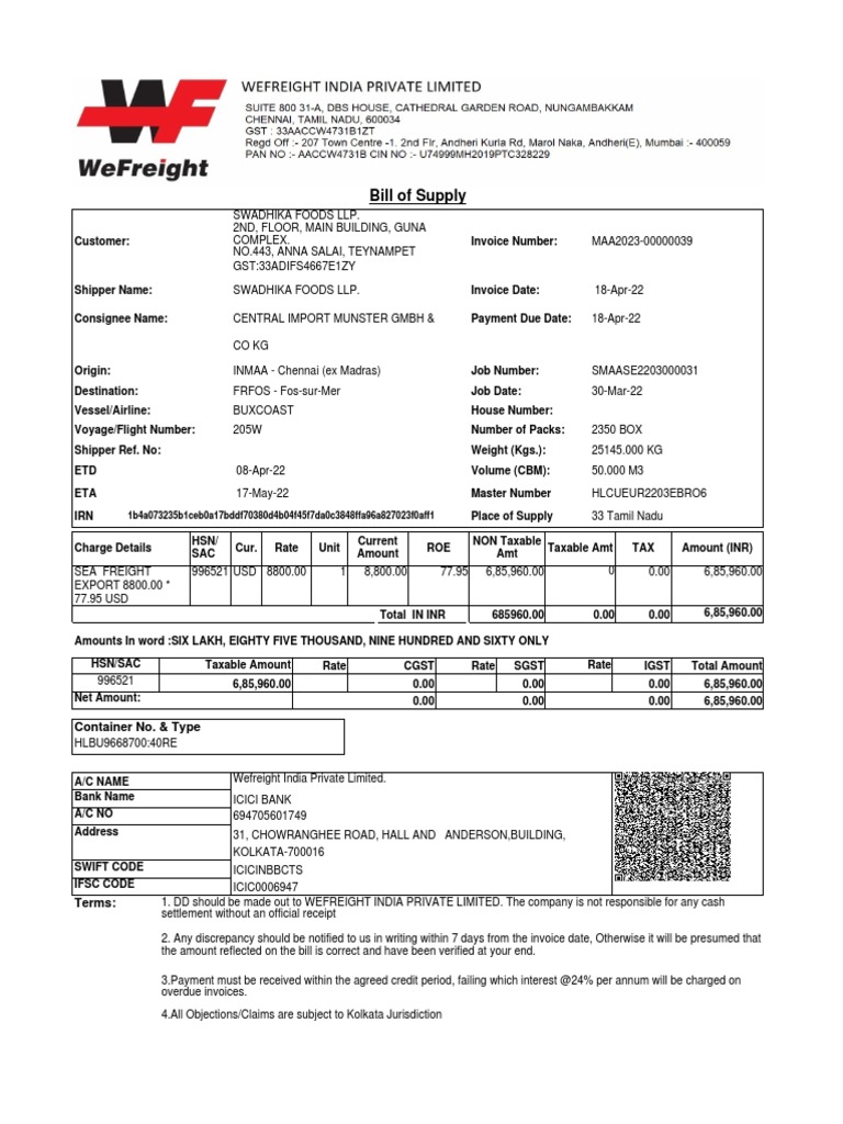 Smaase2203000031 Bos PDF | PDF | Invoice | Trade