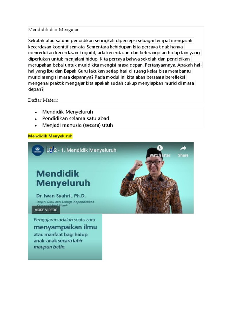 Modul Mendidik Dan Mengajar | PDF