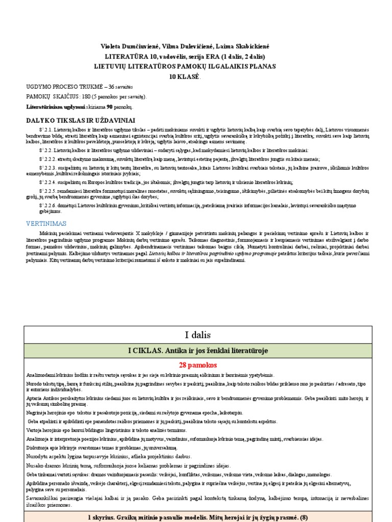 Ilgalaikis Planas 10 KL | PDF