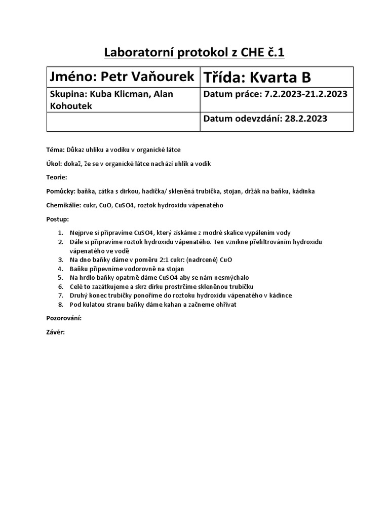 Laboratorní Protokol Manuál | PDF