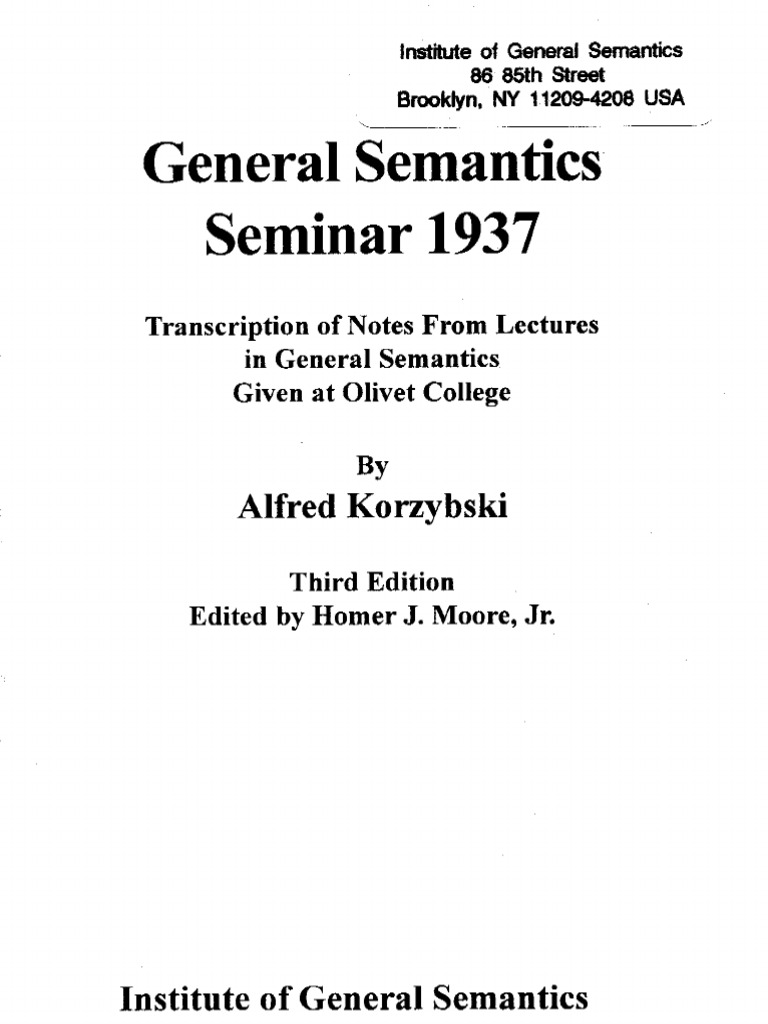 Alfred Korzybski: Olivet Lectures | PDF | Semantics | Interpretation (Philosophy)