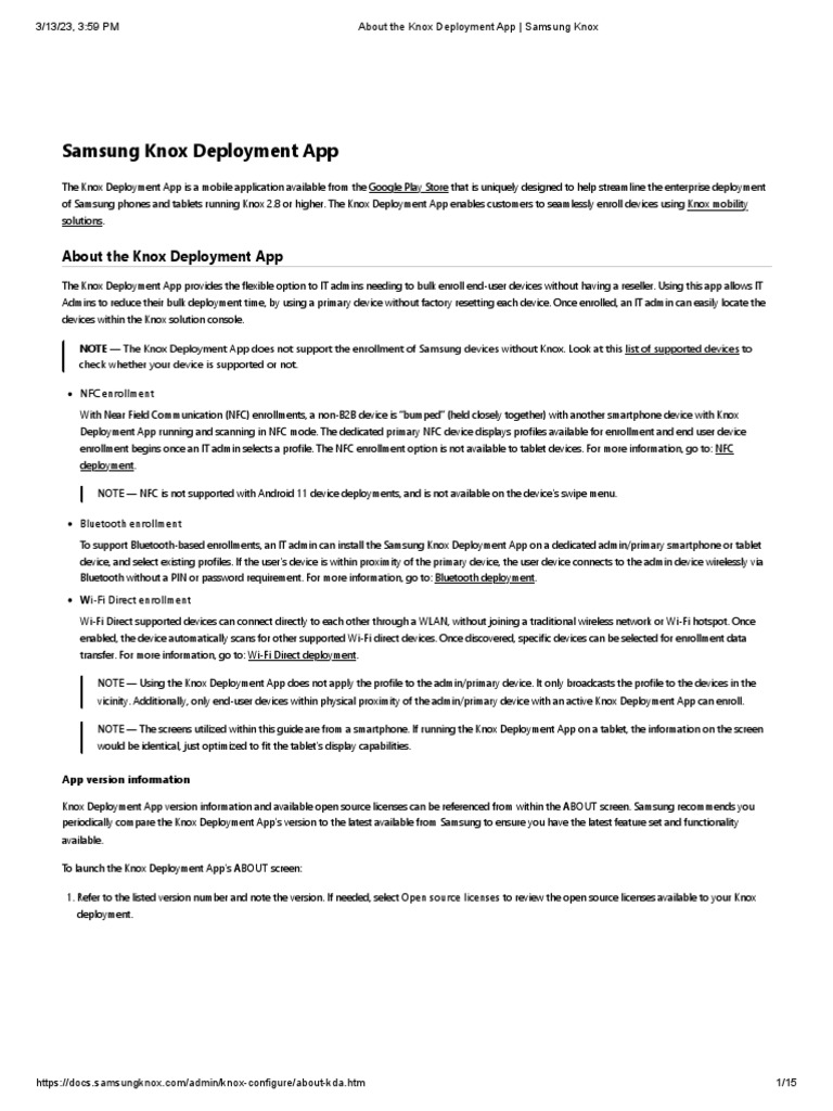 Samsung Knox Deployment App | PDF | Wi Fi | Bluetooth