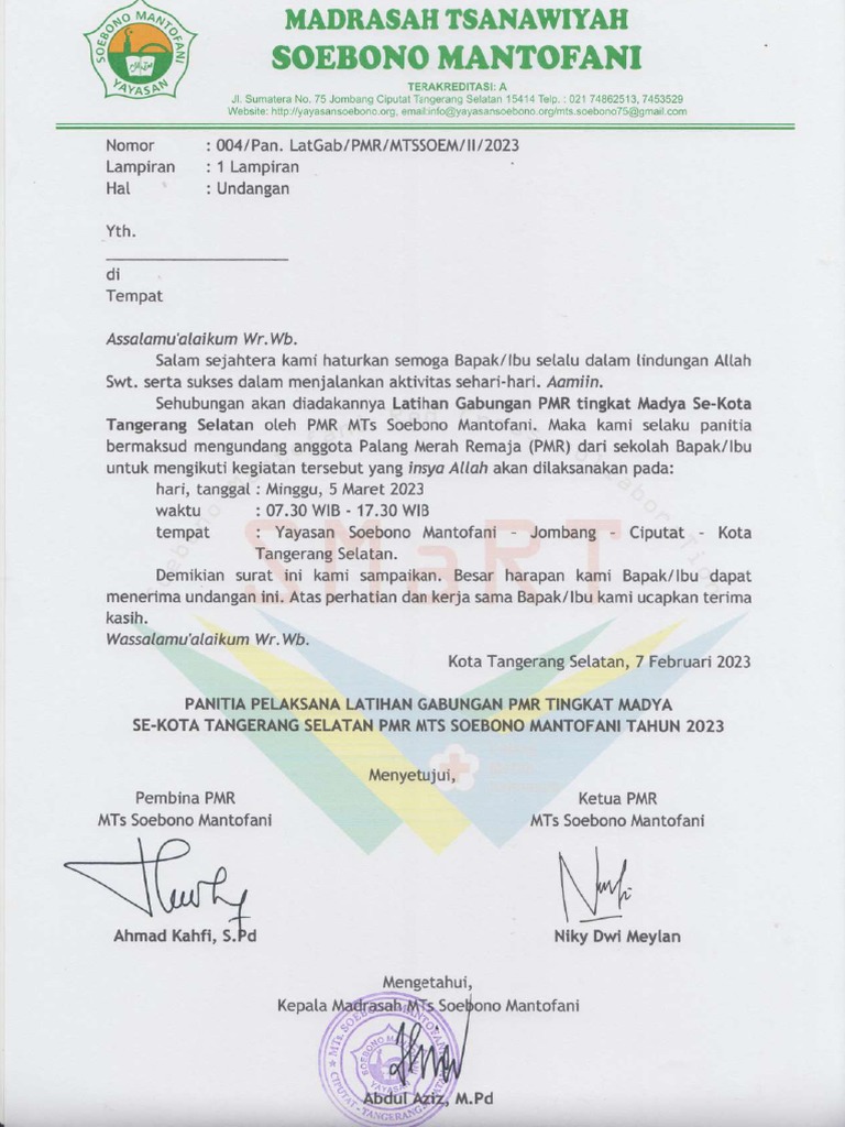 Scan TTD Undangan Latgab PMR 2023 PDF | PDF