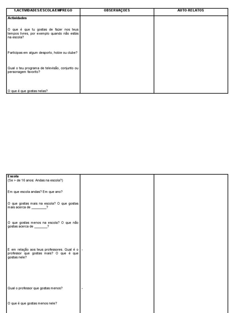 Tabela SCICA-com As Perguntas | PDF