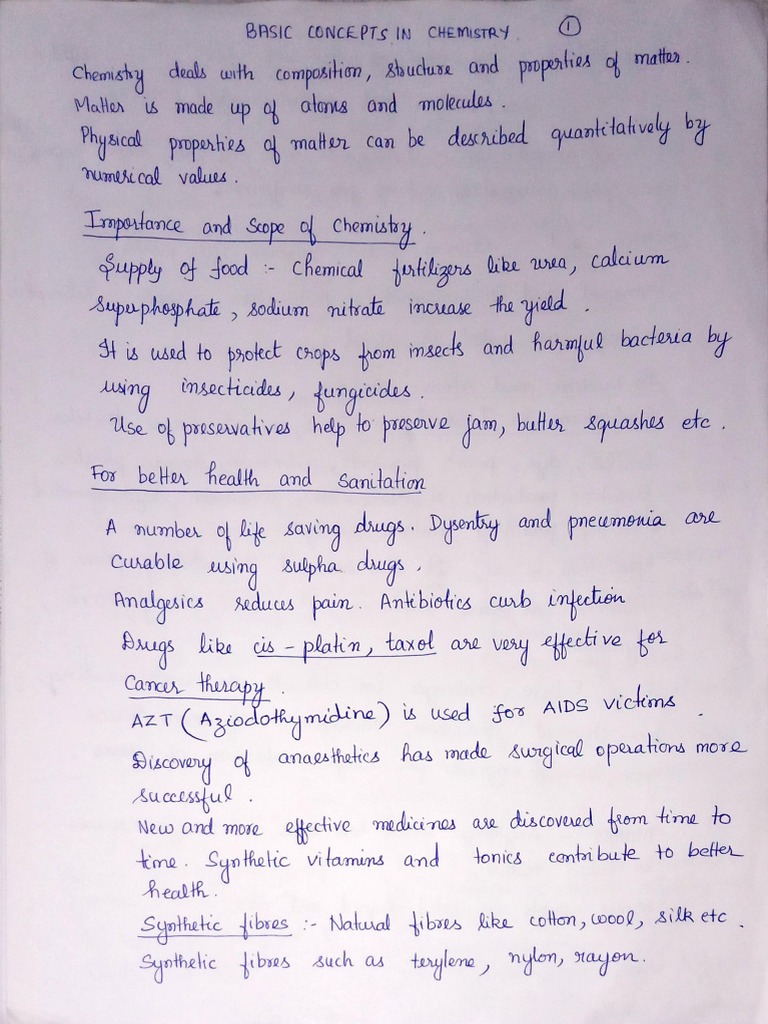 Chemistry Chapter 1 Notes PDF | PDF