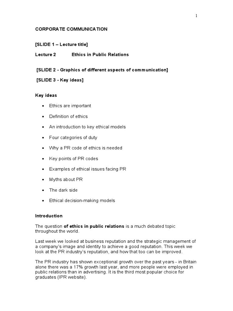 Ethics in Public Relations Explained | PDF | Public Relations | Virtue