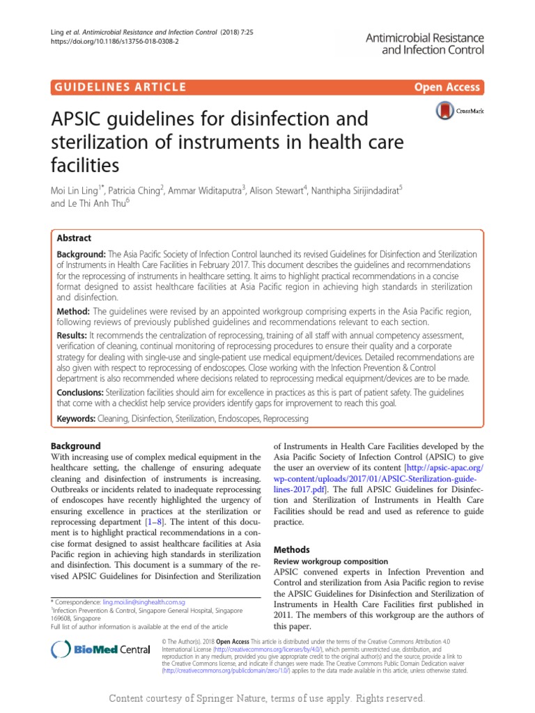 APSIC Guidelines For Disinfection and Sterilizatio | PDF | Sterilization (Microbiology ...