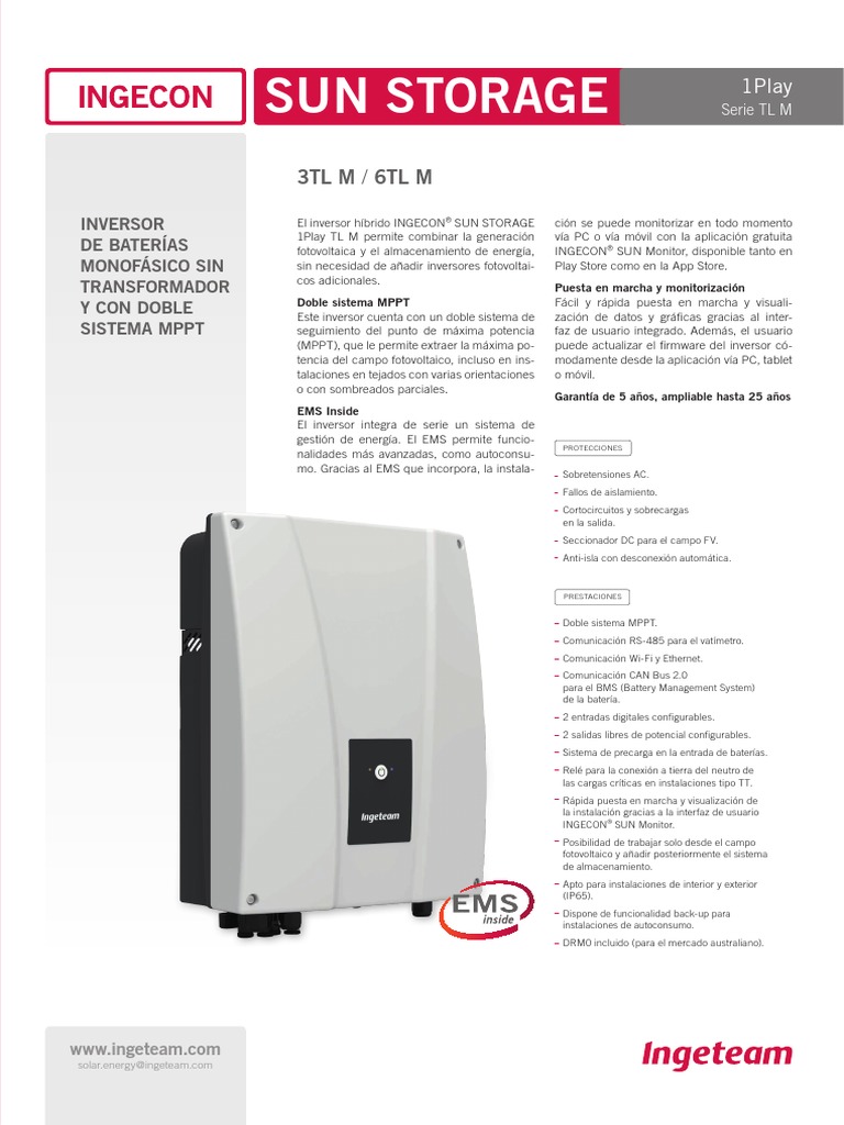 INGECON SUN STORAGE 1play TL M Ingeteam PDF | PDF | Fotovoltaica ...