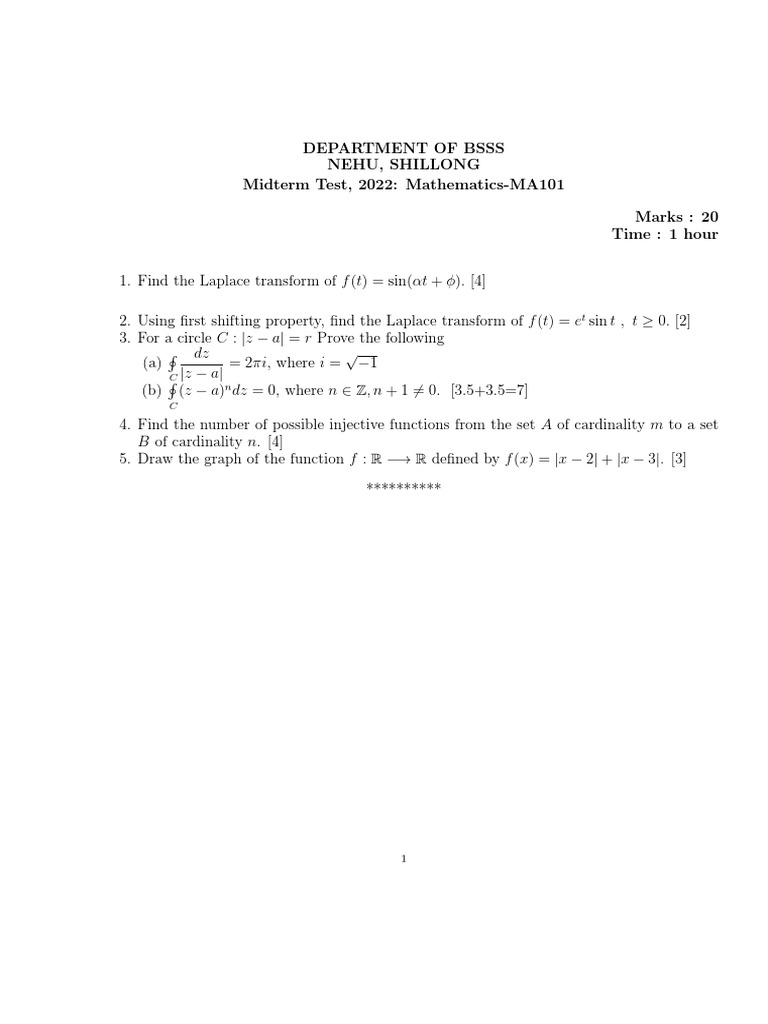 1st Midterm 2022 MA 101-Correct | PDF | Teaching Methods & Materials