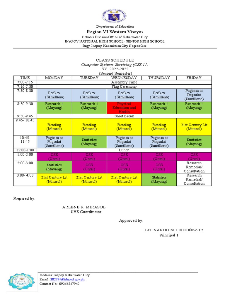 CLASS PROGRAM Second Sem.. 2023 (Full Class) | PDF