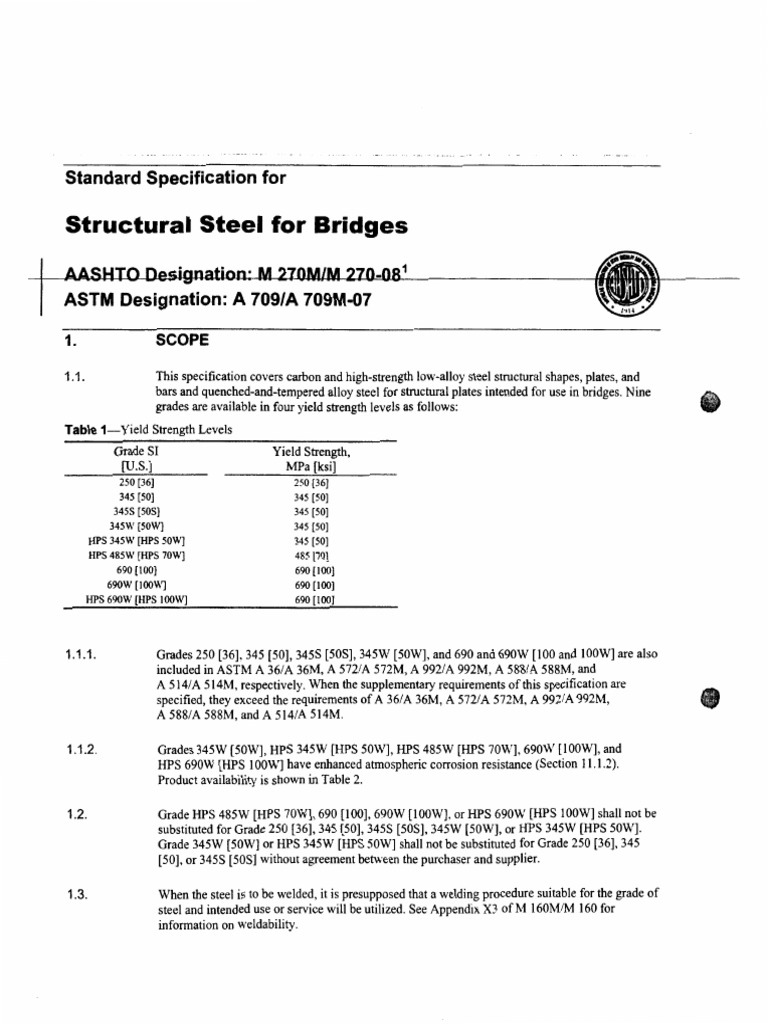 AASHTO M 270 Grade Steel PDF | PDF | Structural Steel | Heat Treating