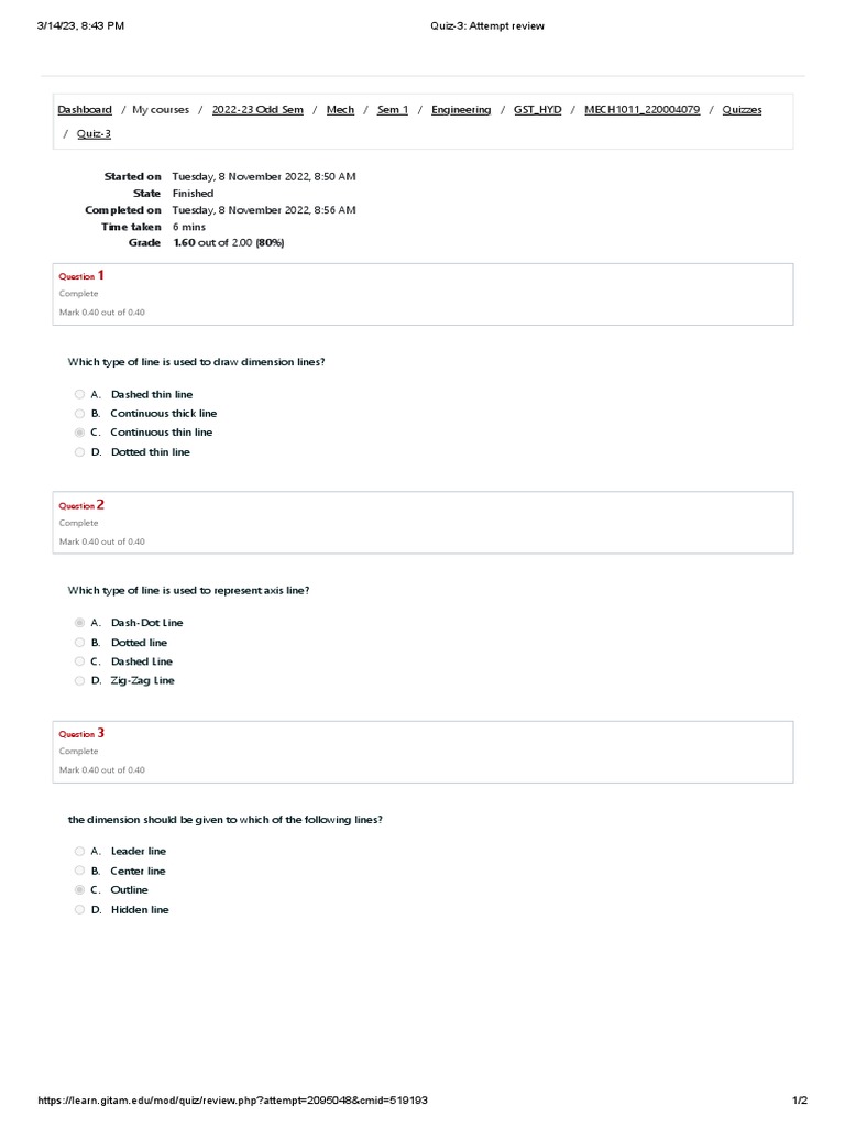 Quiz-3 - Attempt Review Evpr PDF | PDF