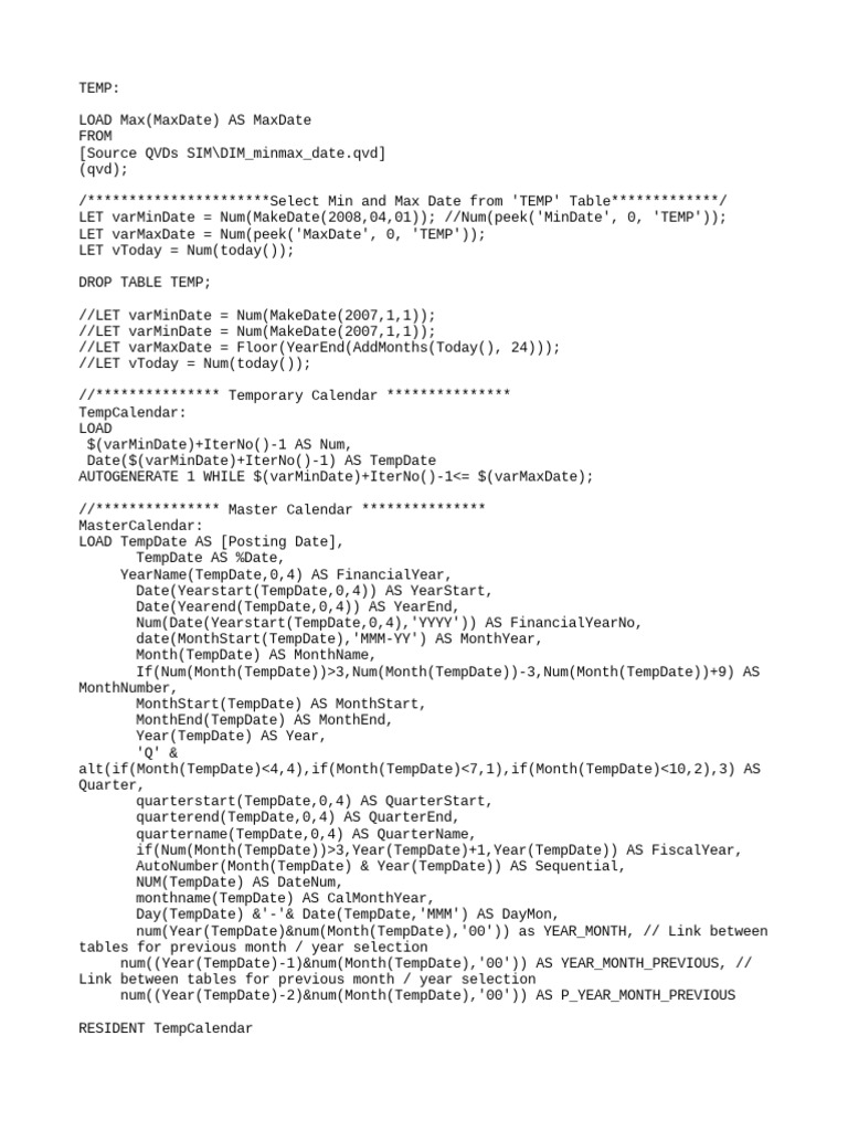 Master Calender Qlikview | PDF