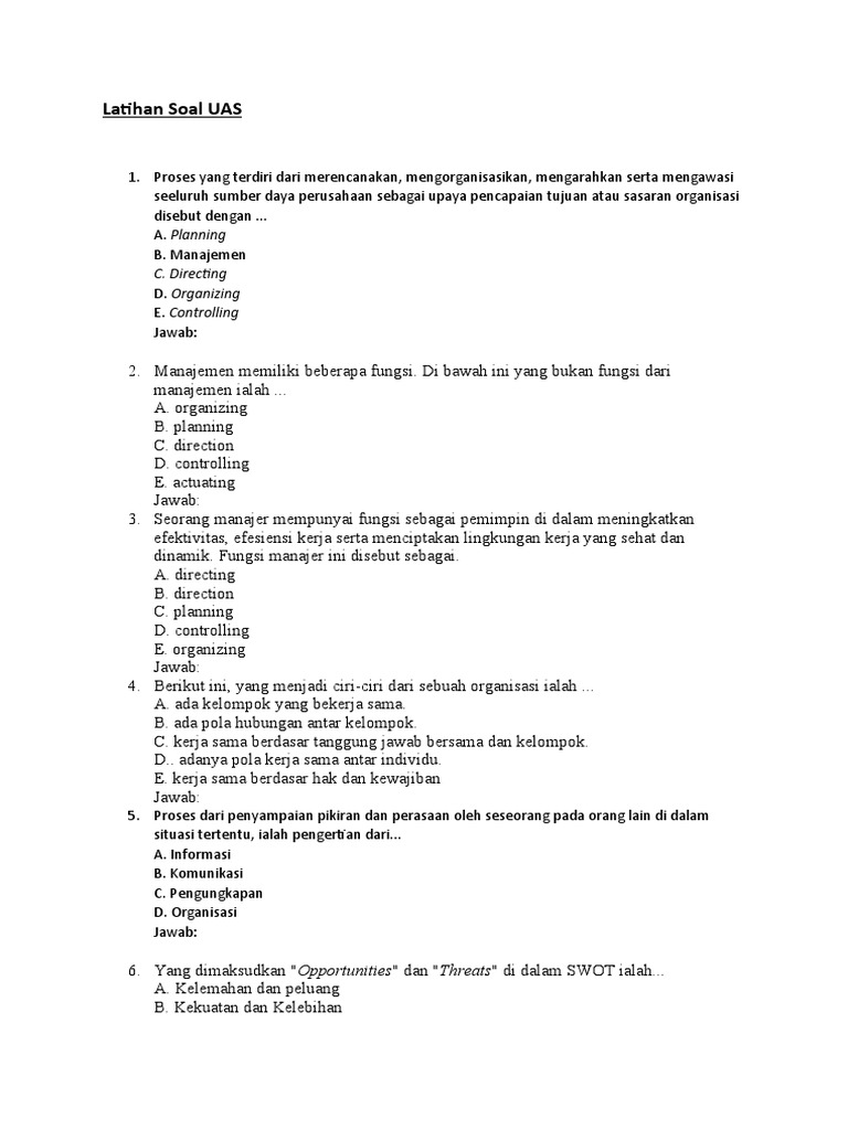 Latihan Soal UAS | PDF | Karier & Perkembangan