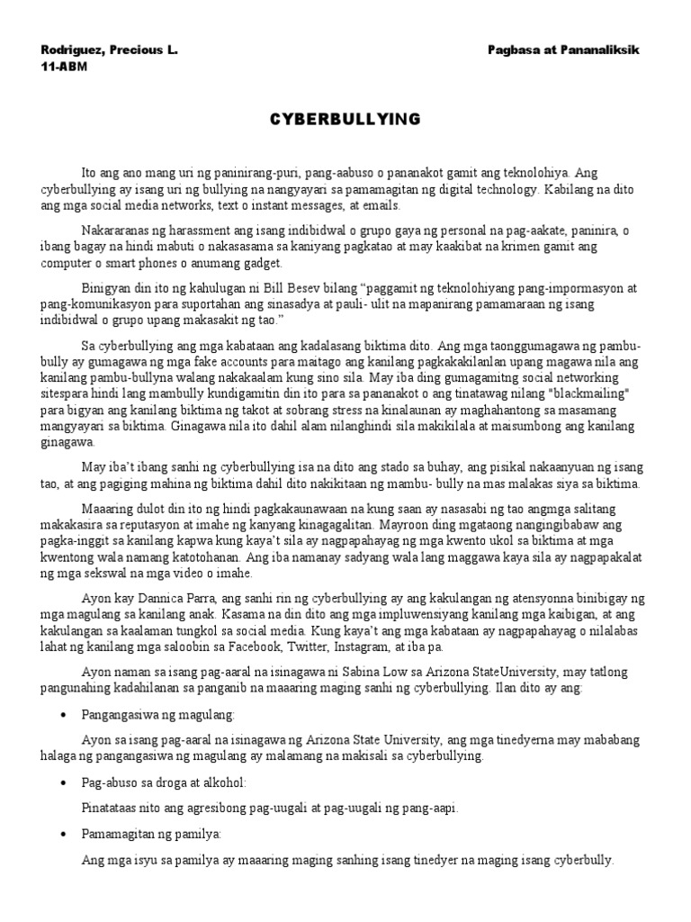 Cyberbullying Assignment | PDF Cyberbullying Assignment | PDF