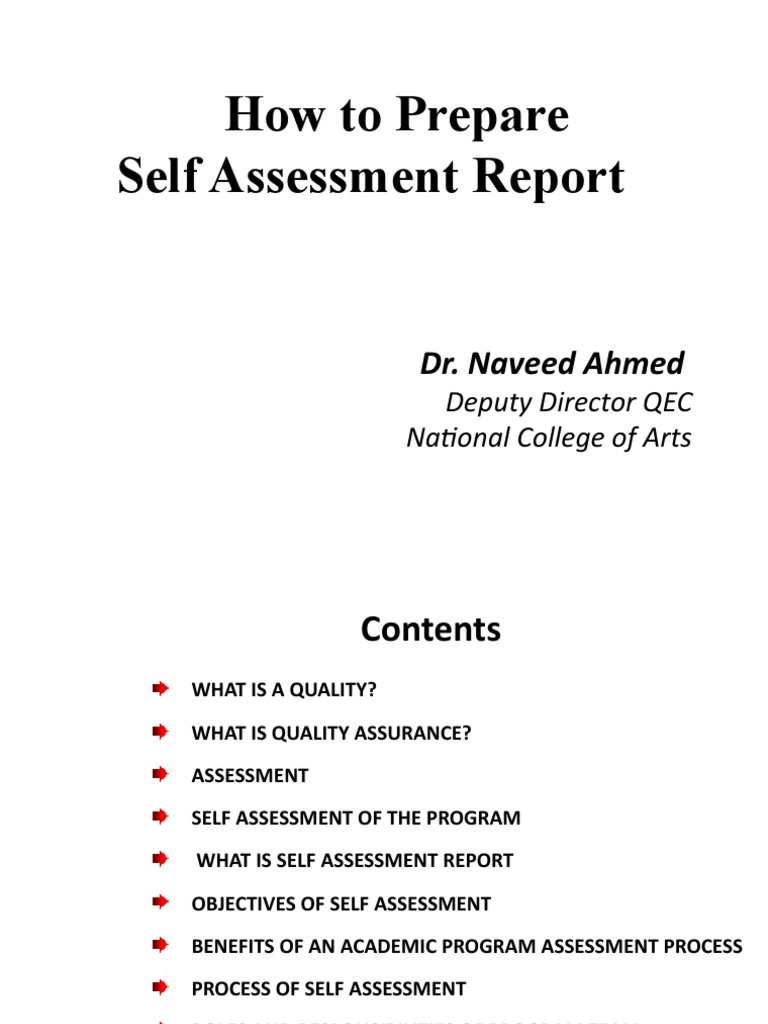 Self-Assessment Report Preparation Guide | PDF | Educational Assessment ...