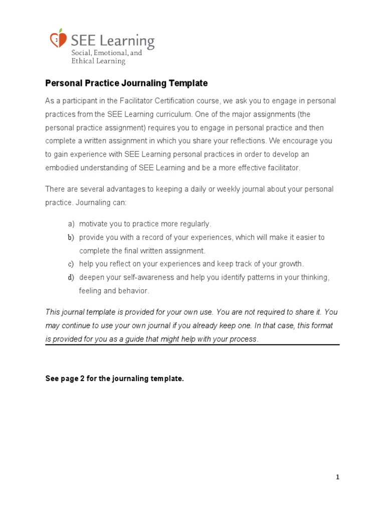 Personal Practices Journaling Template | PDF | Thought | Mindfulness