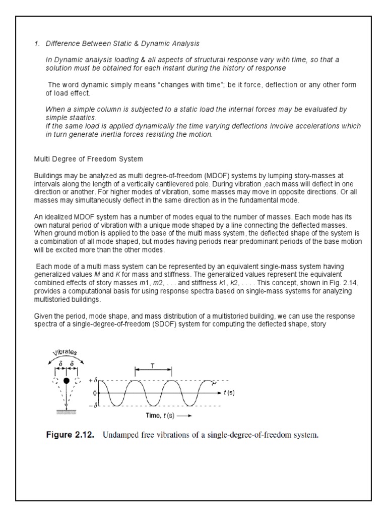 01 Static And Dynamic Analysis Pdf Damping Oscillation