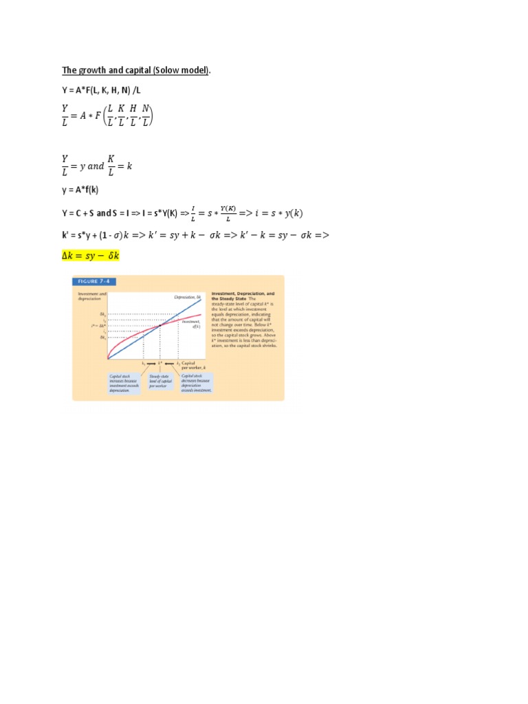 The Growth and Capital - Solow Model | PDF