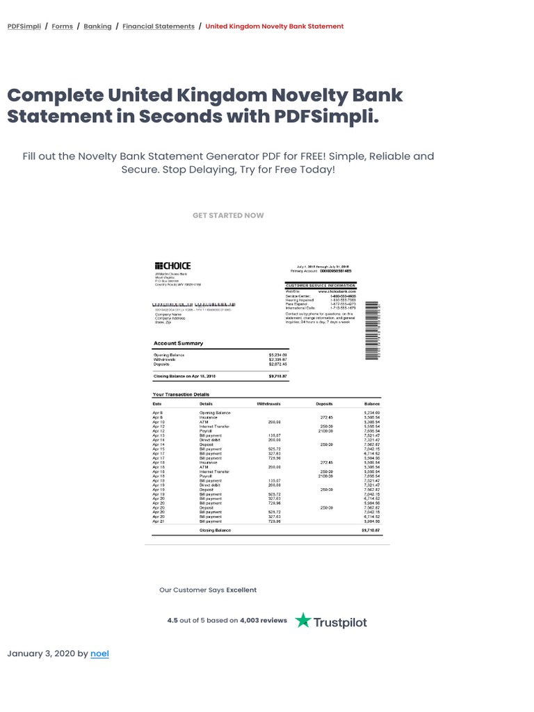 Novelty United Kingdom Bank Statement Generator - PDF Simpli | PDF | Banks | Business