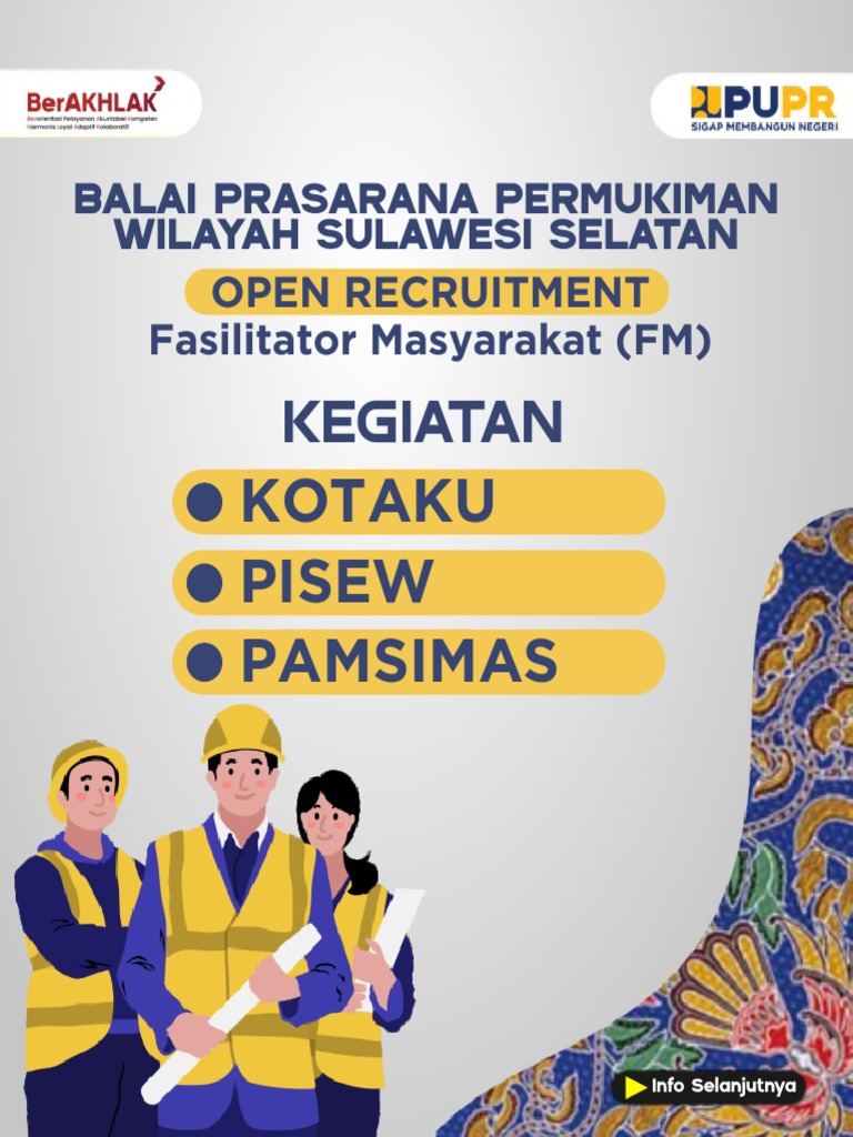Rekrutmen Fasilitator Masyarakat (FM) KOTAKU, PISEW, PAMSIMAS TA 2022 | PDF