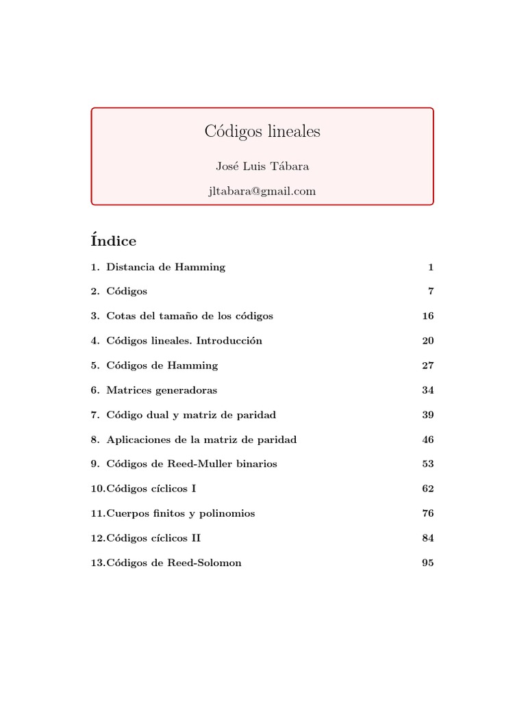 Codigos Lineales | PDF | Espacio vectorial | Matriz (Matemáticas)