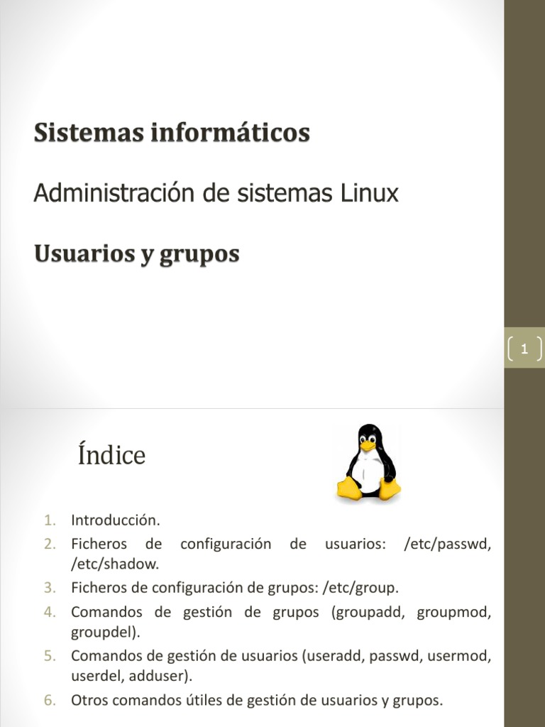 Gestión de usuarios y grupos en Linux | PDF | Sudo | Archivo de computadora